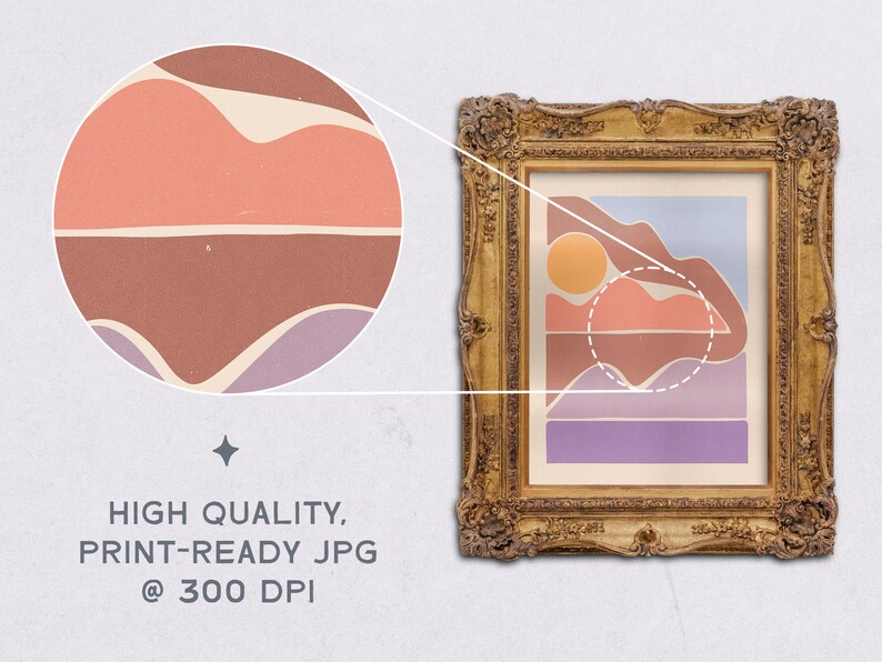 Desert Landscape Shapes Boho Printable Wall Art | Desert Sunset ...