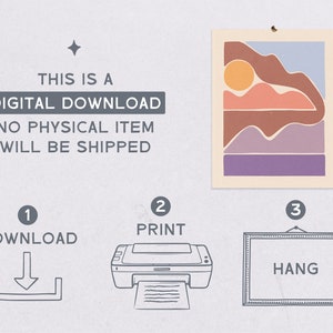 Desert Landscape Shapes Boho Printable Wall Art | Desert Sunset ...