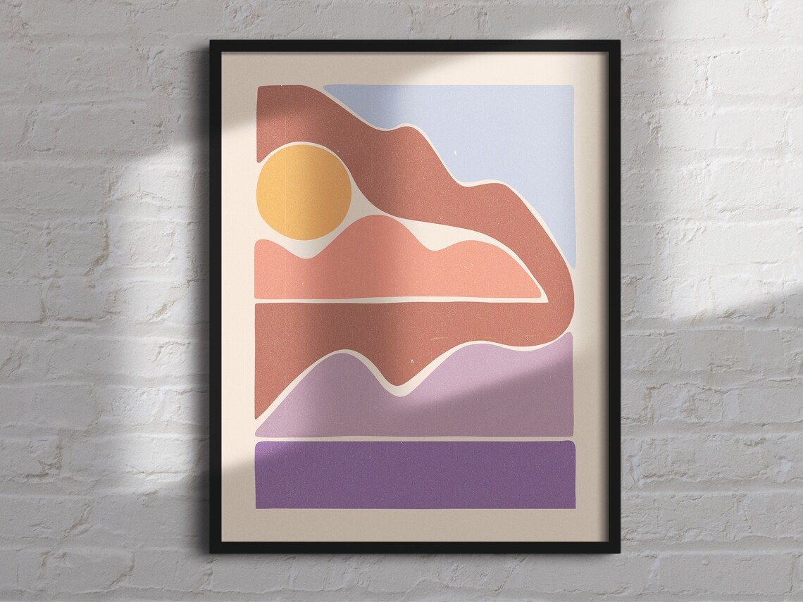 Desert Landscape Shapes Boho Printable Wall Art | Desert Sunset ...