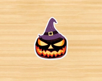 Scary Pumpkin Halloween Sticker - Etsy UK