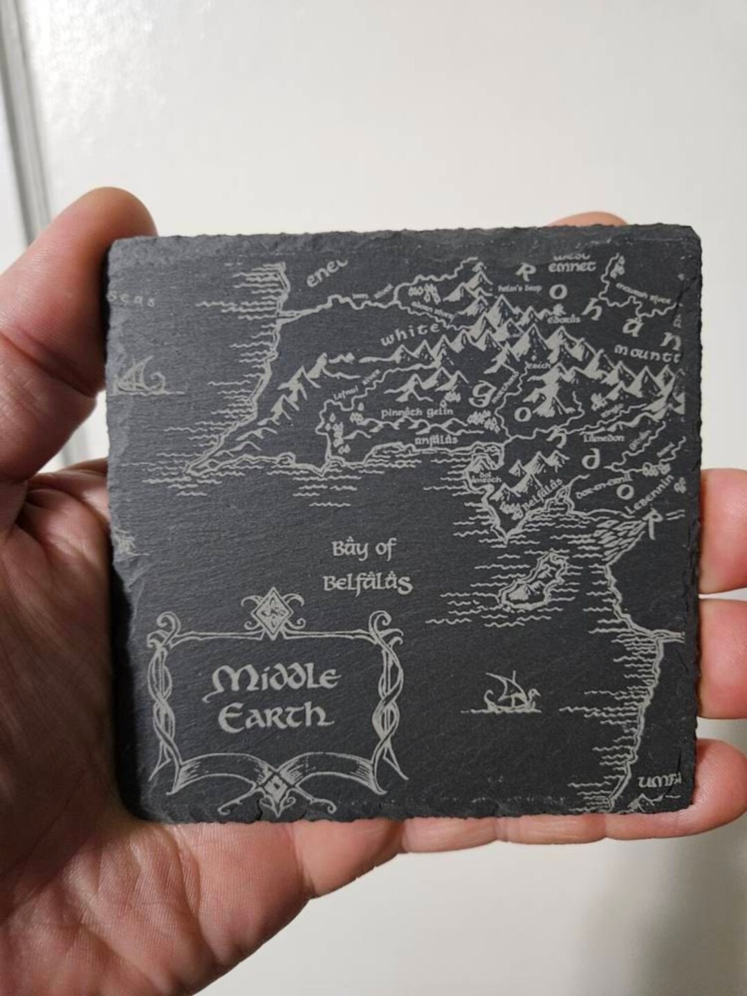 Middle Earth Map Coaster, Etched Slate Coasters, Accessories - Etsy