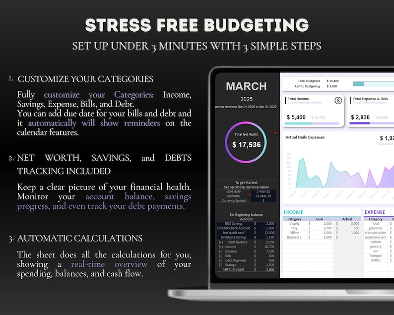 Simple Budget Planner: Excel & Google Sheets (digital Download) - Etsy