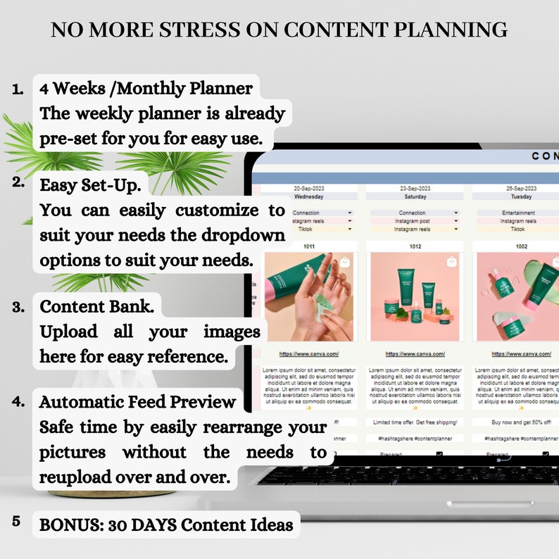 Social Media Content Planner Google Sheet Spreadsheet for Instagram ...