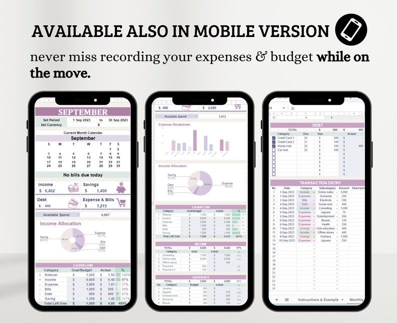 Monthly Budget Spreadsheet: Google Sheets Income & Expense Tracker ...