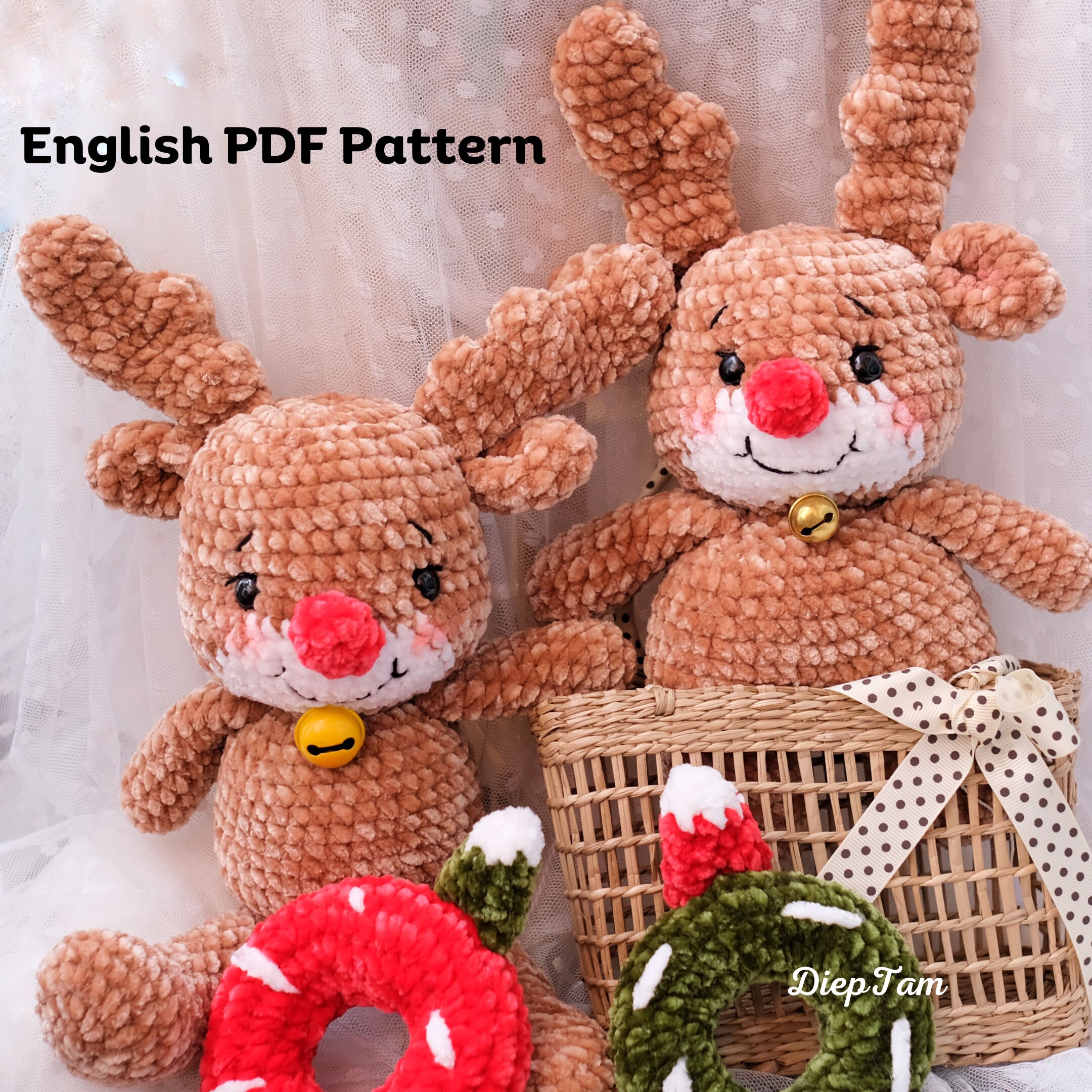 Crochet Pattern Reindeer 2in1/crochet Reindeer 2in1/pattern Christmas ...