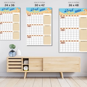 Large 2024 Beach Summer Calendar, Summer Planner, Printable Calendar ...