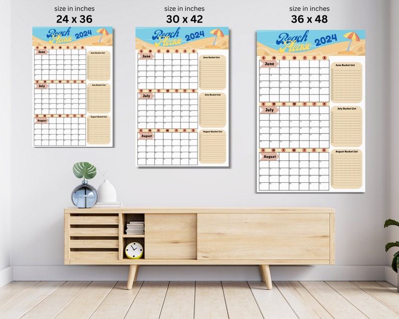 Large 2024 Beach Summer Calendar, Summer Planner, Printable Calendar ...