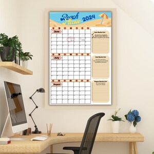Large 2024 Beach Summer Calendar, Summer Planner, Printable Calendar ...