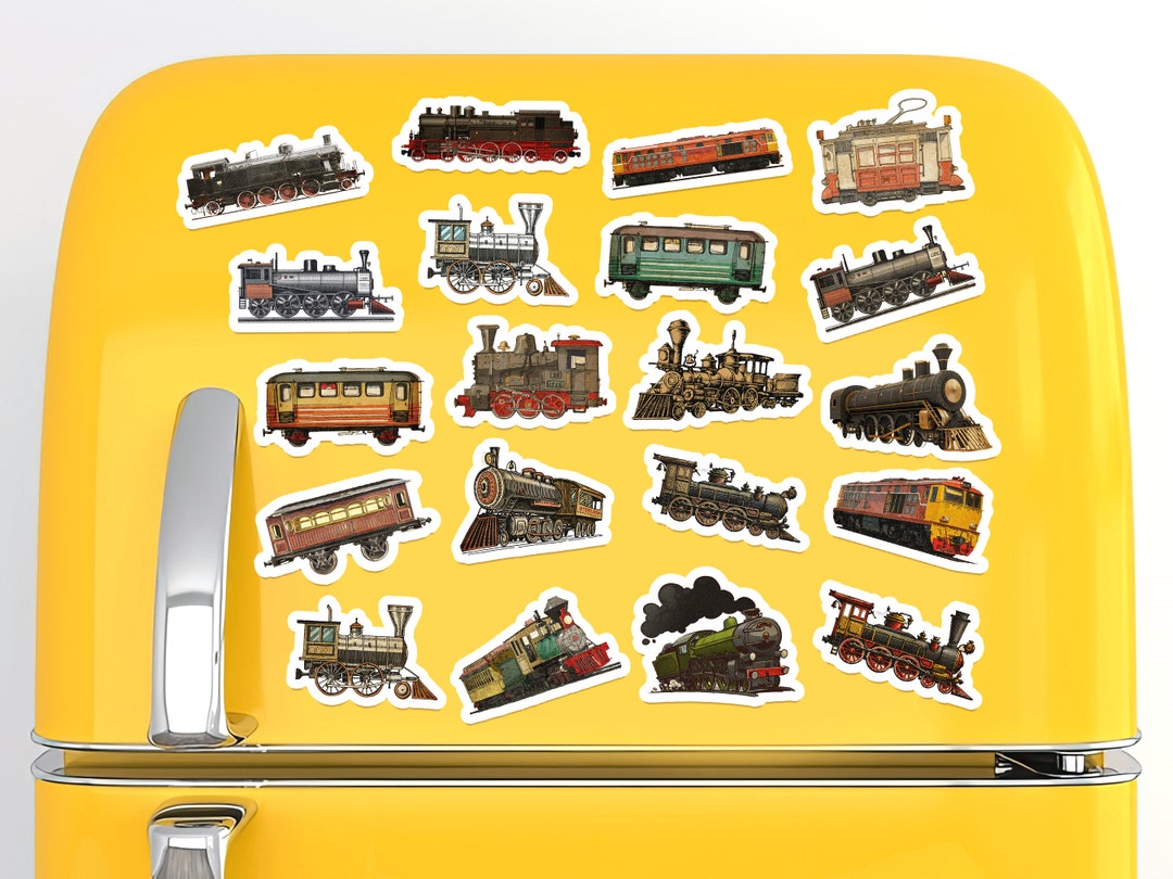 Pack 20 Pcs Vintage Train Waterproof Vinyl Bulk Stickers Retro Railway ...