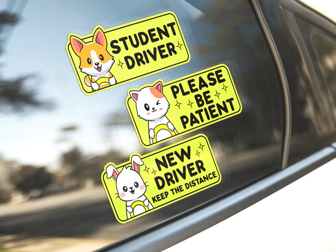 Pack 3 Pcs Waterproof Vinyl Student Driver Car Sticker Items - Etsy