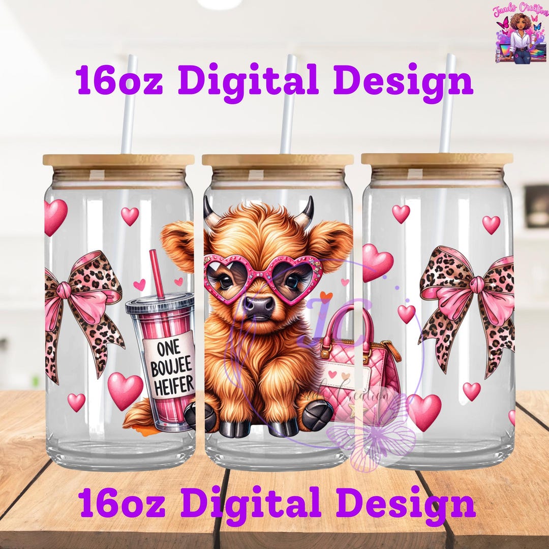 16OZ DIGITAL Pink Hearts Cow (vaca Con Corazones) - Etsy