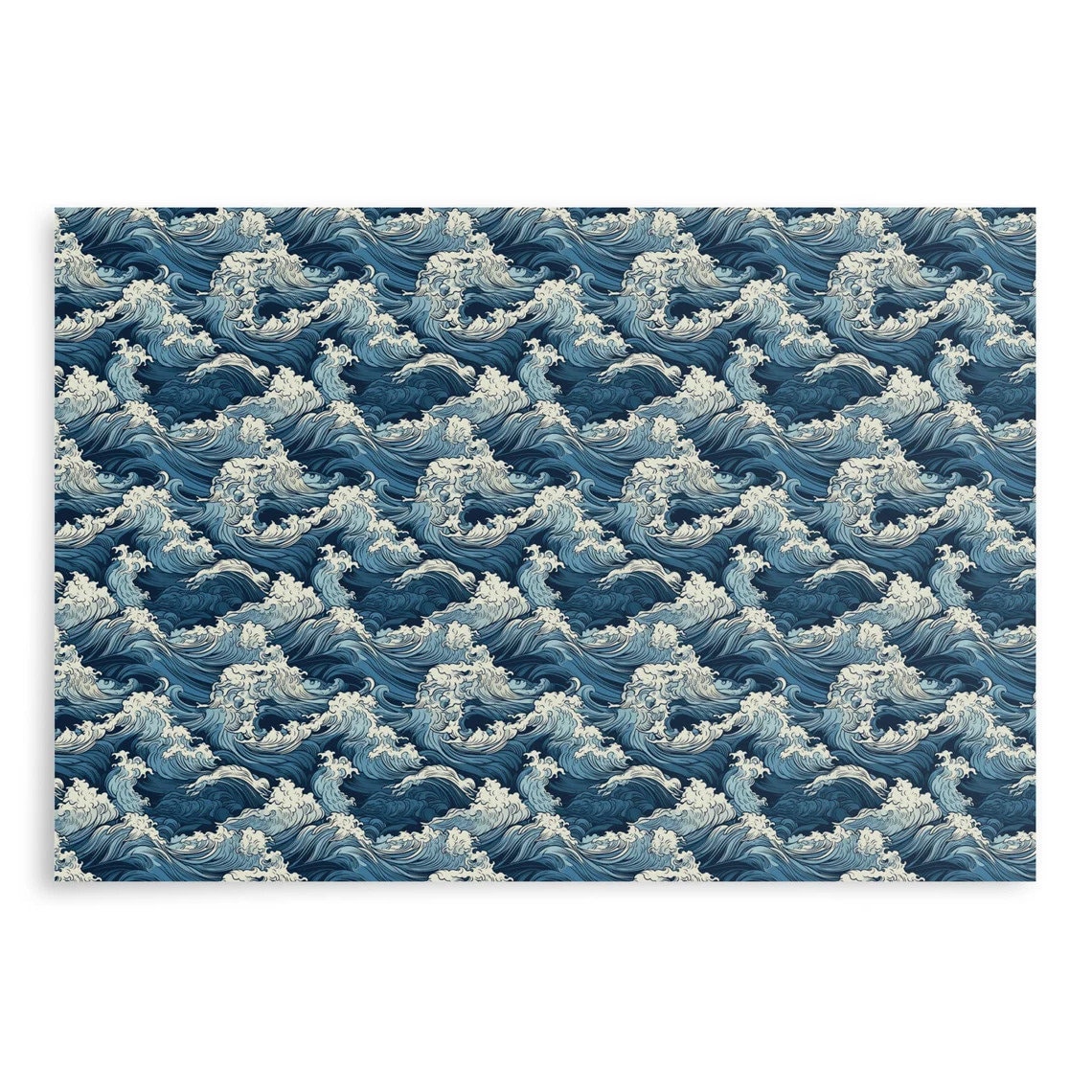 Japanese Ocean Waves Wrapping Paper: Asian Watercolor Gift Wrap (set of ...