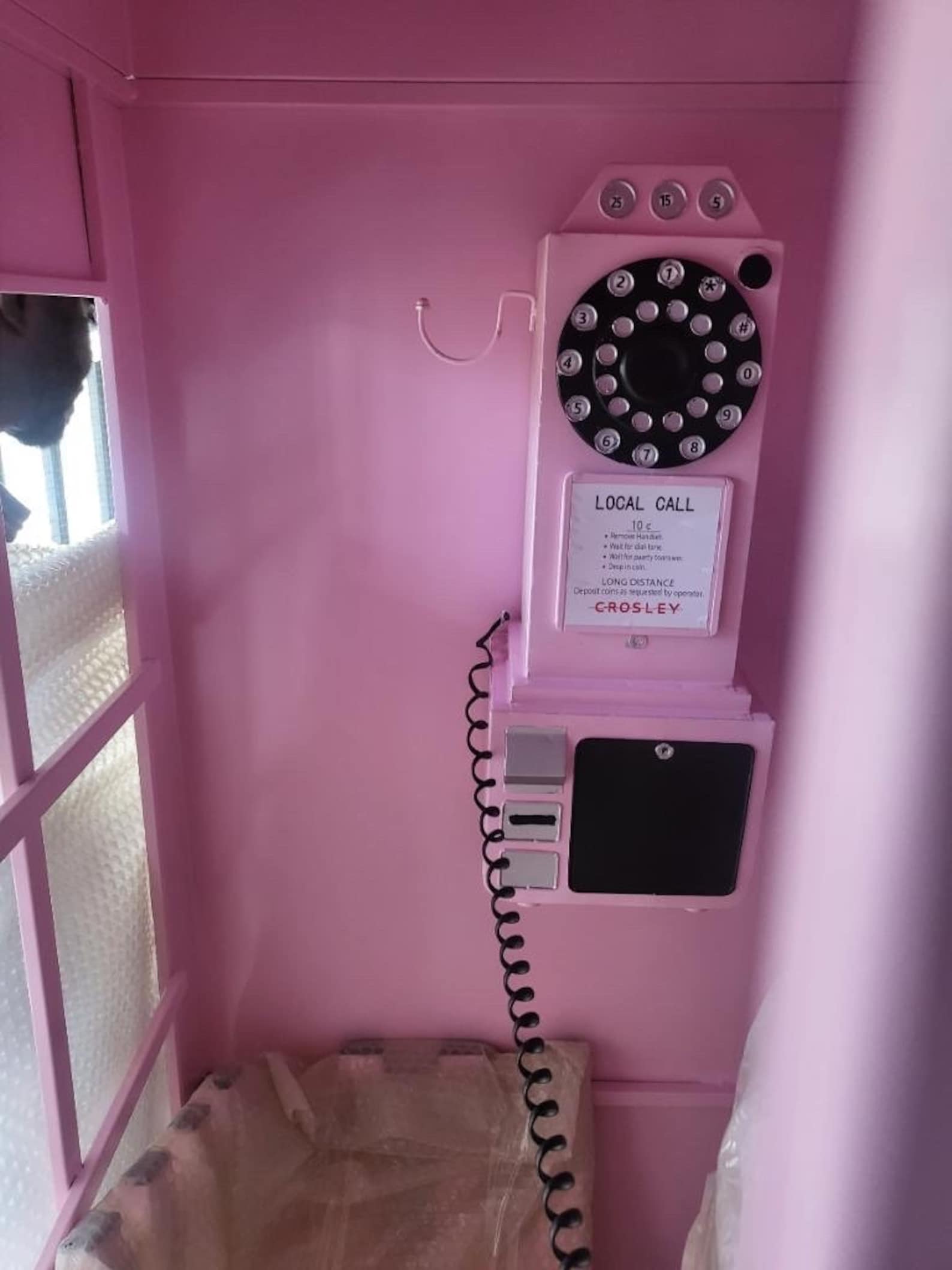Pink Telephone Photo Booth Salon Photo Decoration Metal Telephone Booth ...