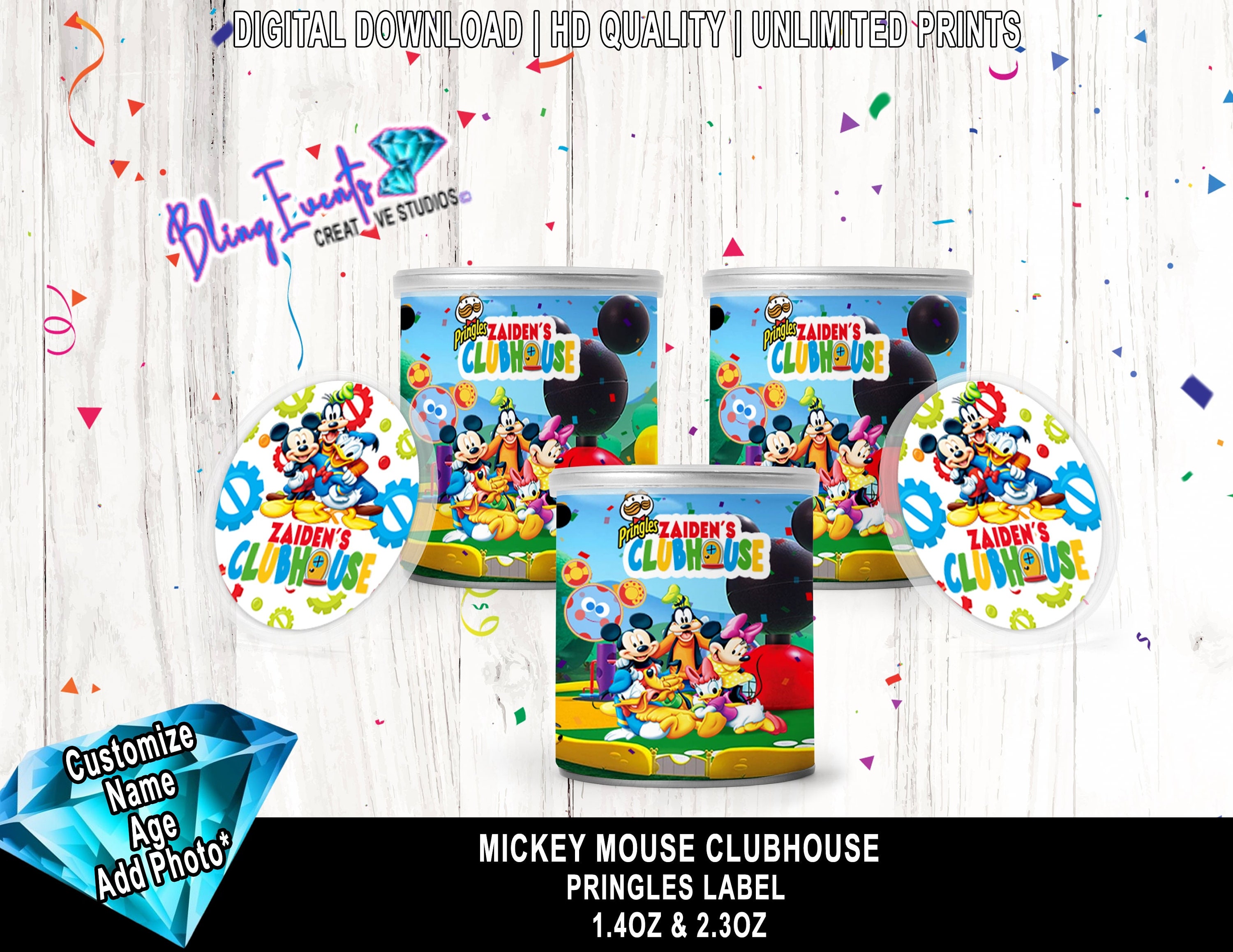 Mickey Mouse Clubhouse Chip Bag Water Bottle Label Loot Bag Label 0639