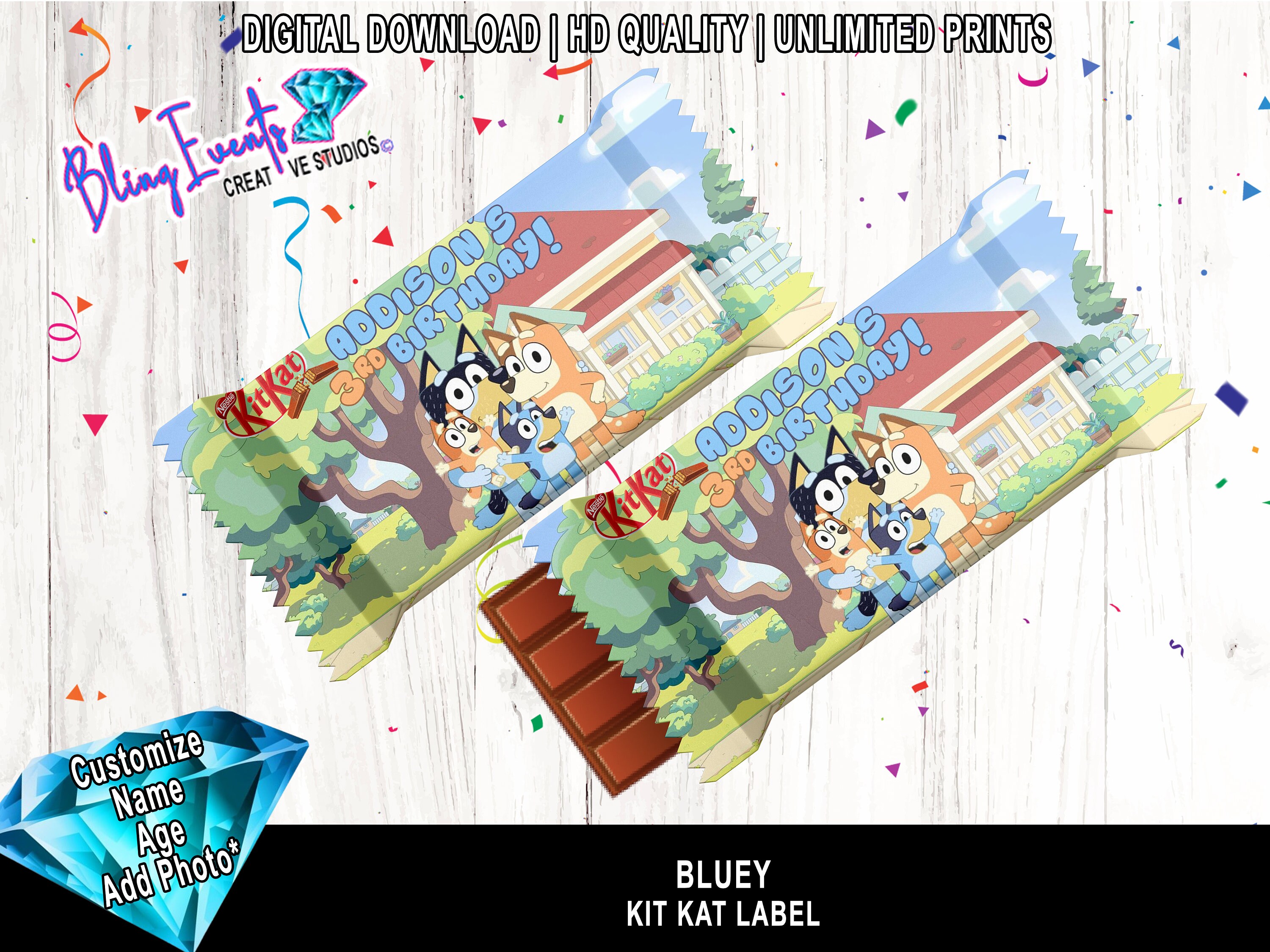 Bluey Chip Bag Juice Box Labels Water Bottle Labels Fruit Snacks Labels ...