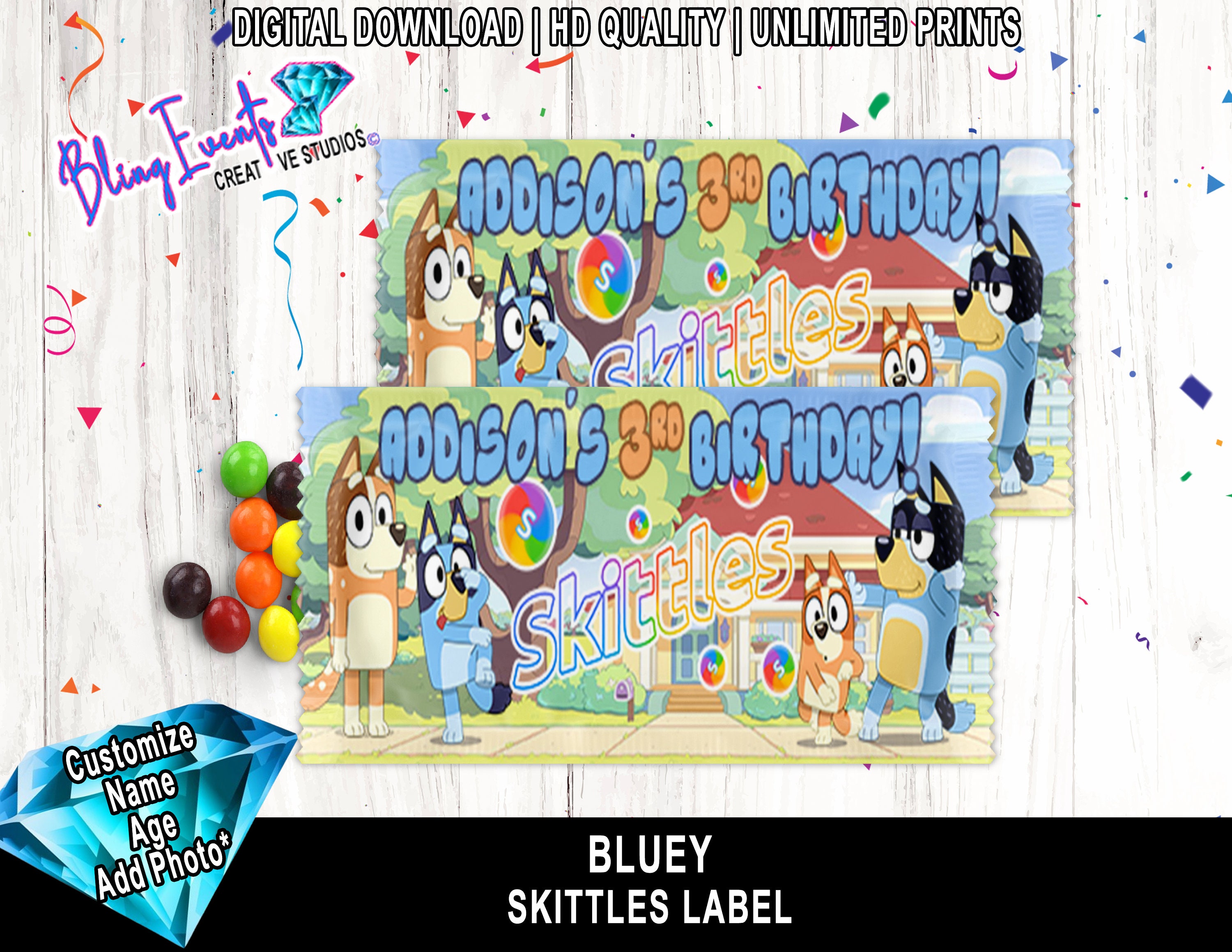 Bluey Chip Bag Juice Box Labels Water Bottle Labels Fruit Snacks Labels ...