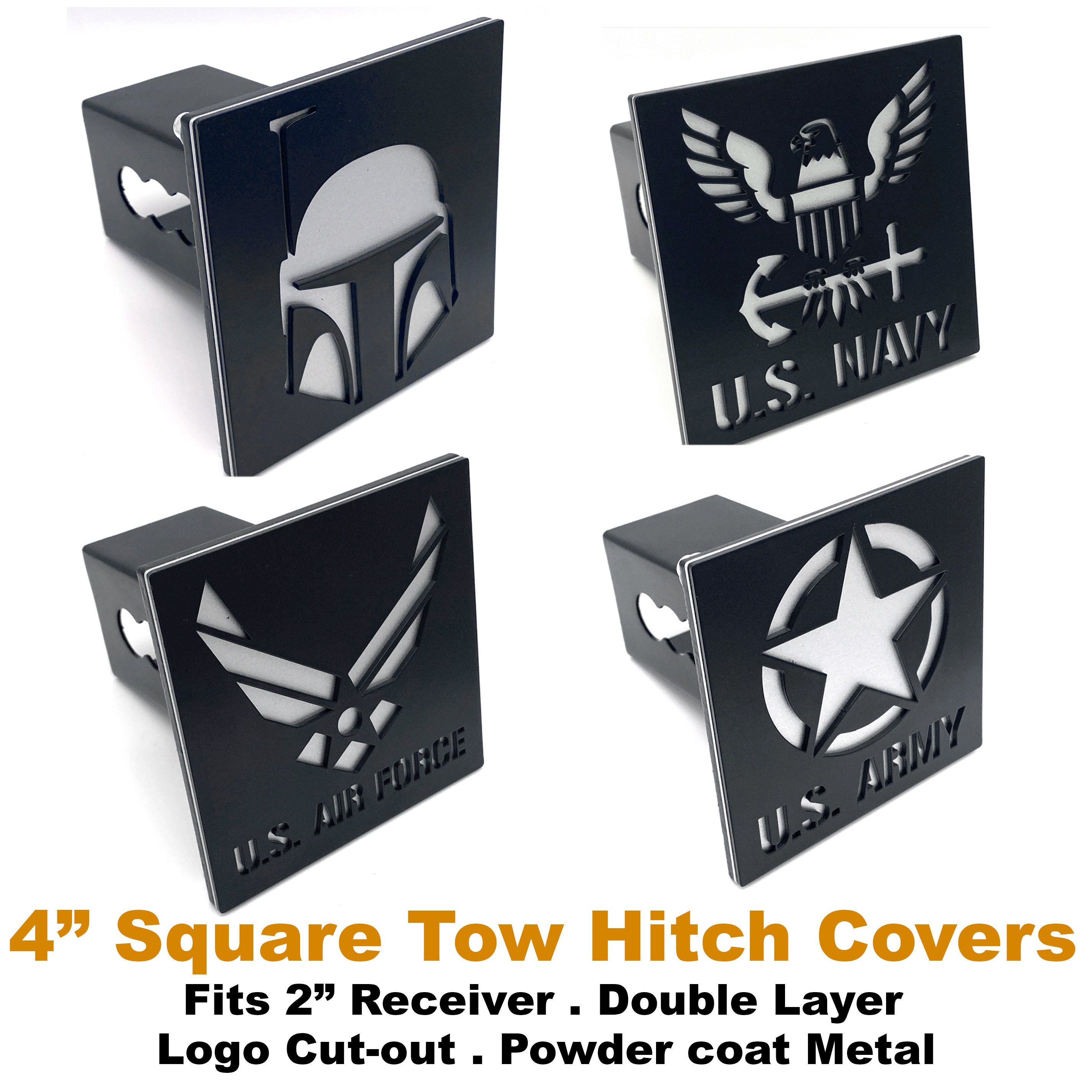 4" Square Tow Hitch Cover for 2" Receiver Trailer RV Camper Truck (boba ...