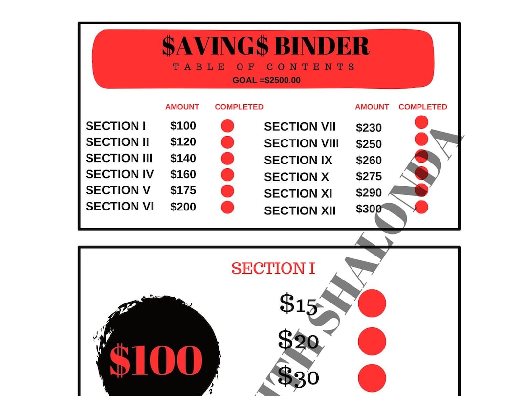 Digital Download Pdf for SAVINGS BINDER/ BOX Savings Challenge - Etsy