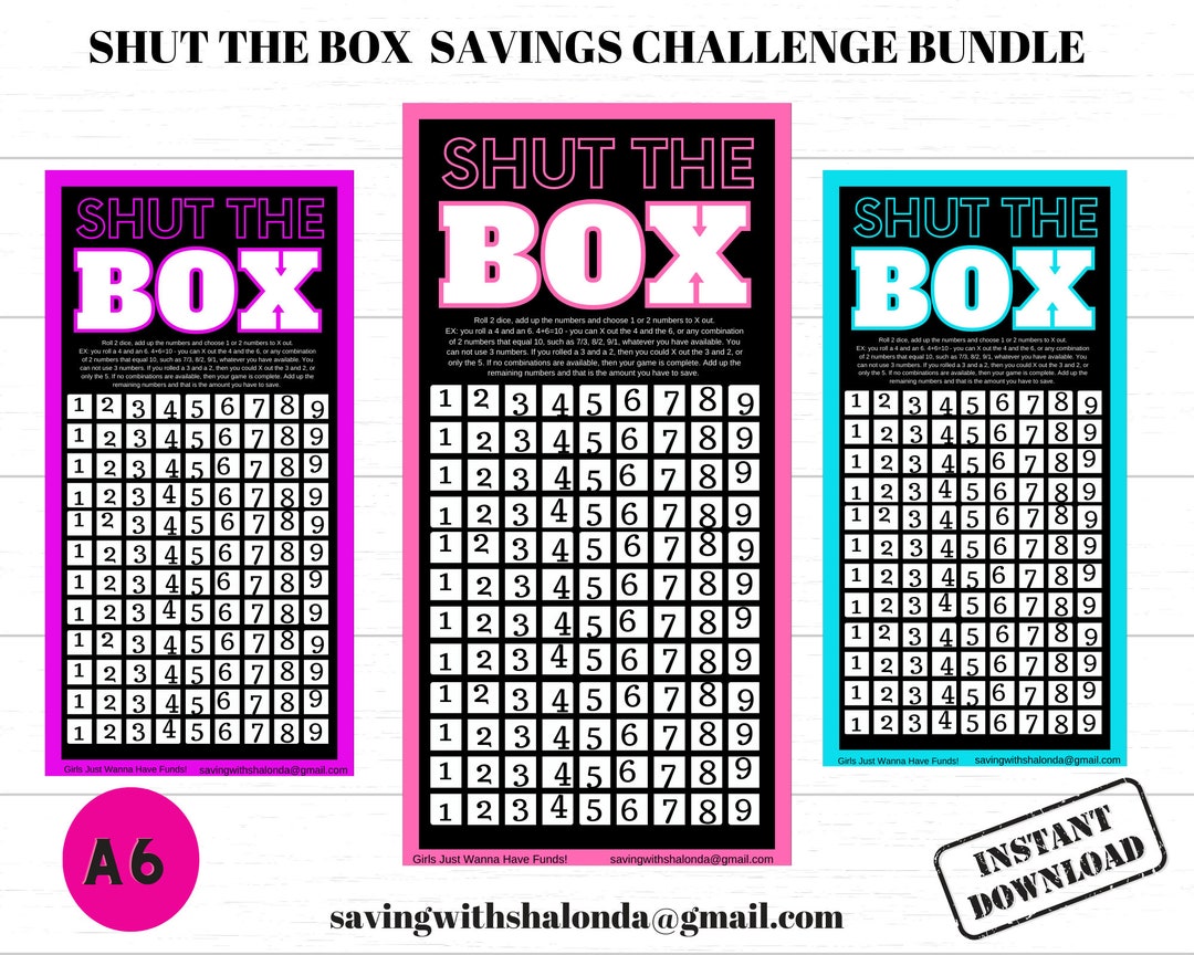 Shut the Box A6 Savings Challenge/shut THE BOX - Etsy