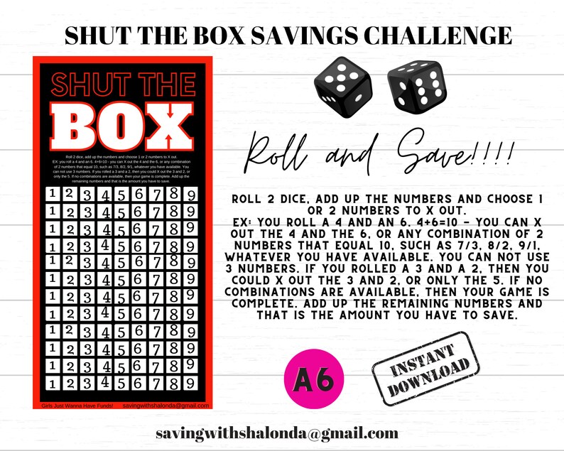 GAME NIGHT Savings Challenge Bundle-shut the Box-roll the - Etsy