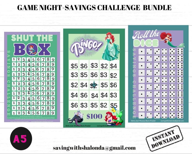 A5 PRINCESS Game Night Savings Challenge Bundle-shut the - Etsy