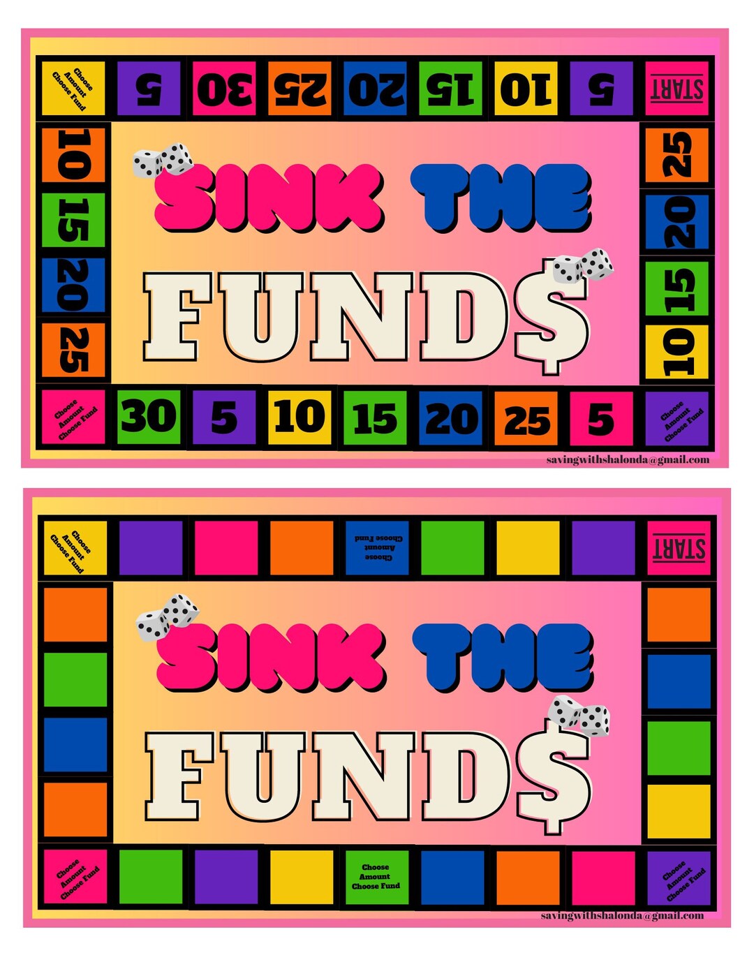 A5 SINK THE FUNDS Board Game - Etsy