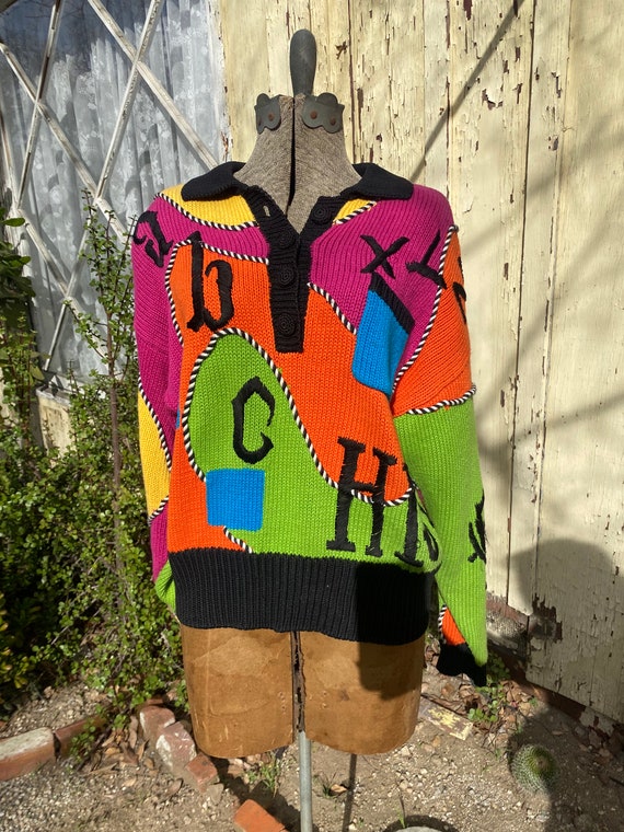 RARE 1980s Alphabet Sweater, Lisa Nichols Sample - Gem