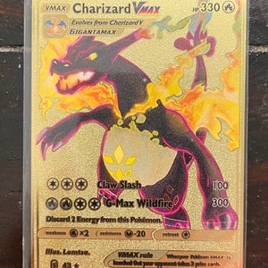 Charizard VMAX Gold Plated Pokémon Card - Etsy