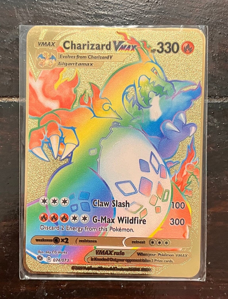 Charizard VMAX Gold Plated Pokémon Card - Etsy