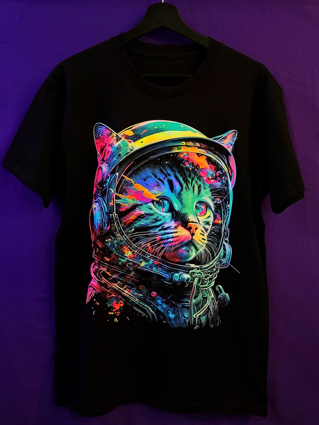 Cosmic Kitty: Exclusive and Unique Dark Tee With Adorable Space Cat ...