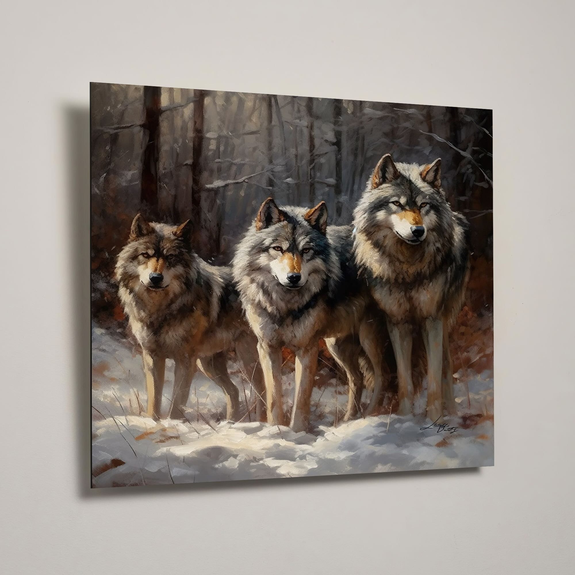 Aluminum Panel Wall Art Hanging Wolves in Winter Original - Etsy