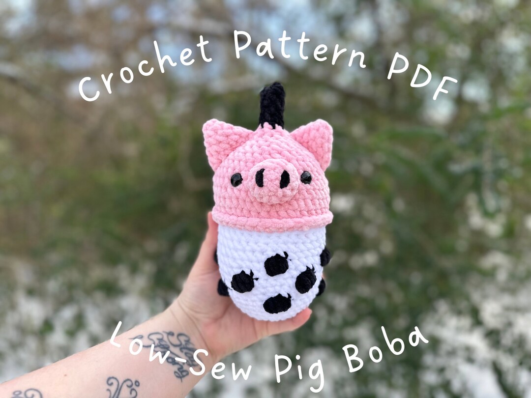 Low-sew Pig Boba Crochet Pattern | PDF Pattern Only - Etsy
