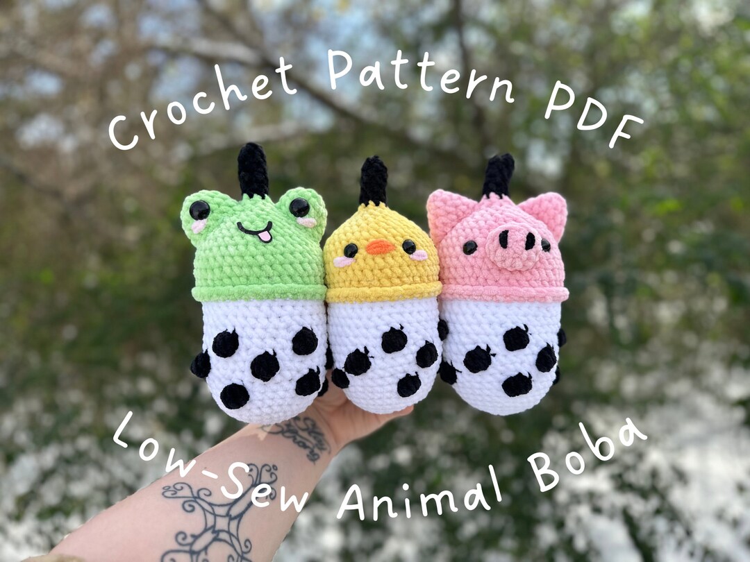 Low-sew Animal Boba Crochet Pattern | PDF Pattern Only | Pig Boba ...