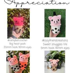 Low-sew Animal Boba Crochet Pattern | PDF Pattern Only | Pig Boba ...