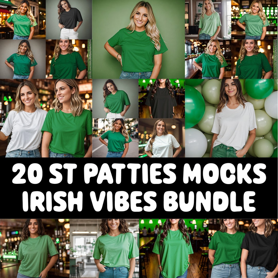 20 St Patricks Day Model Mockup Bundle, Tee Bundle, Diverse Irish ...