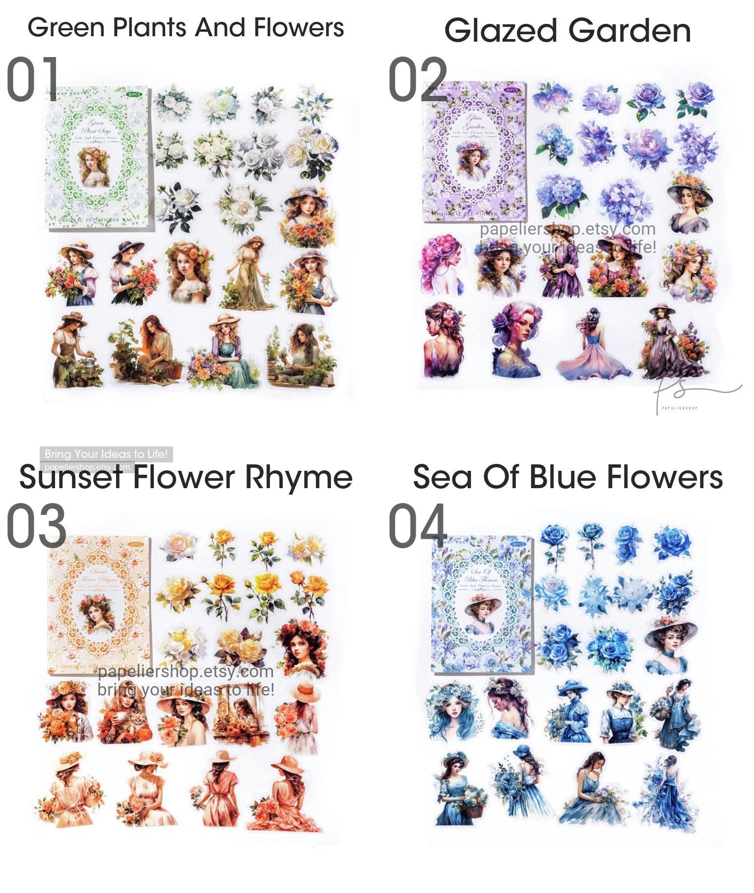 Girl and Flower Stickers Pack Birthday Journal, Wedding Journaling ...