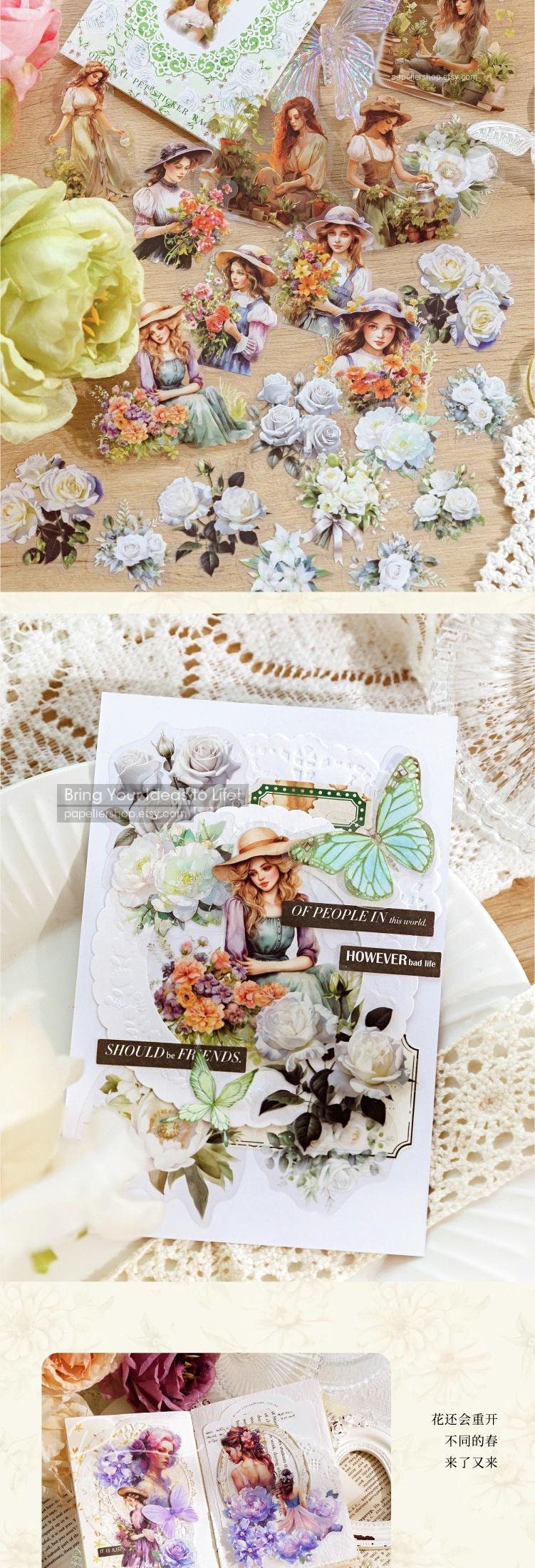 Girl and Flower Stickers Pack Birthday Journal, Wedding Journaling ...