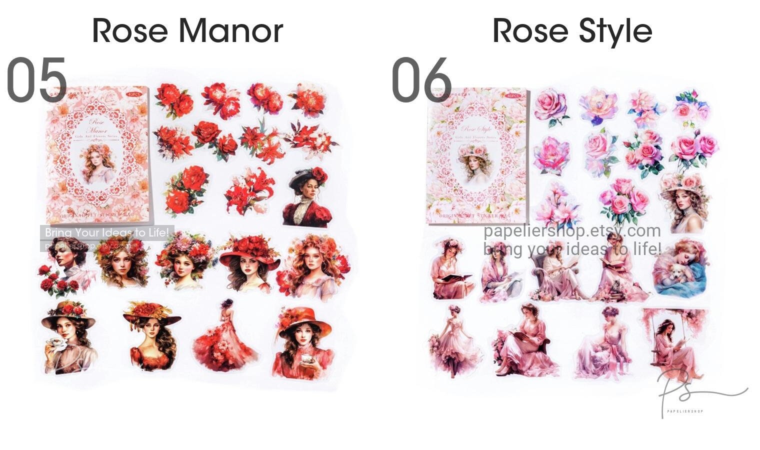 Girl and Flower Stickers Pack Birthday Journal, Wedding Journaling ...