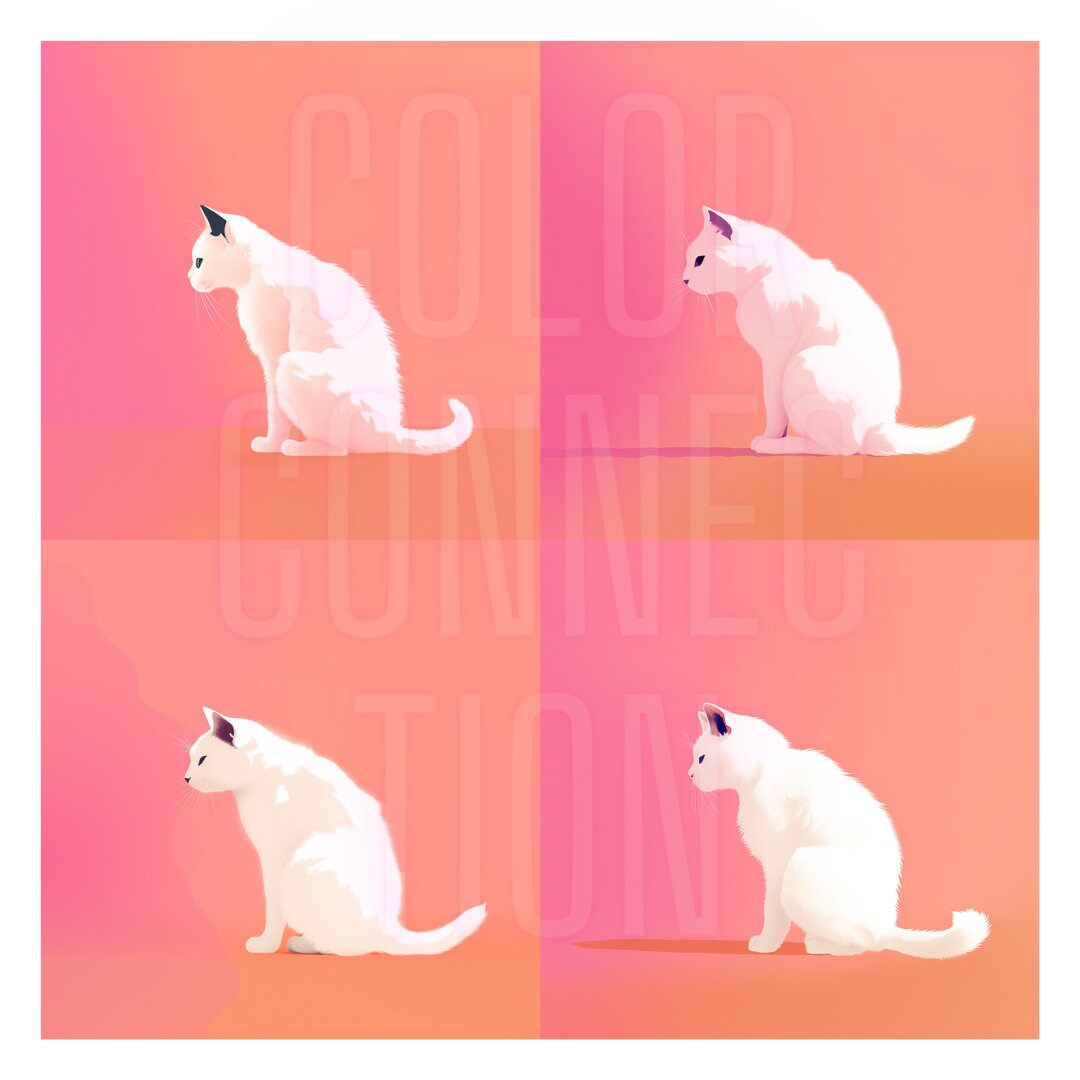 4 Posters White Cat. Wall Poster Printable Wall Art Abstract - Etsy