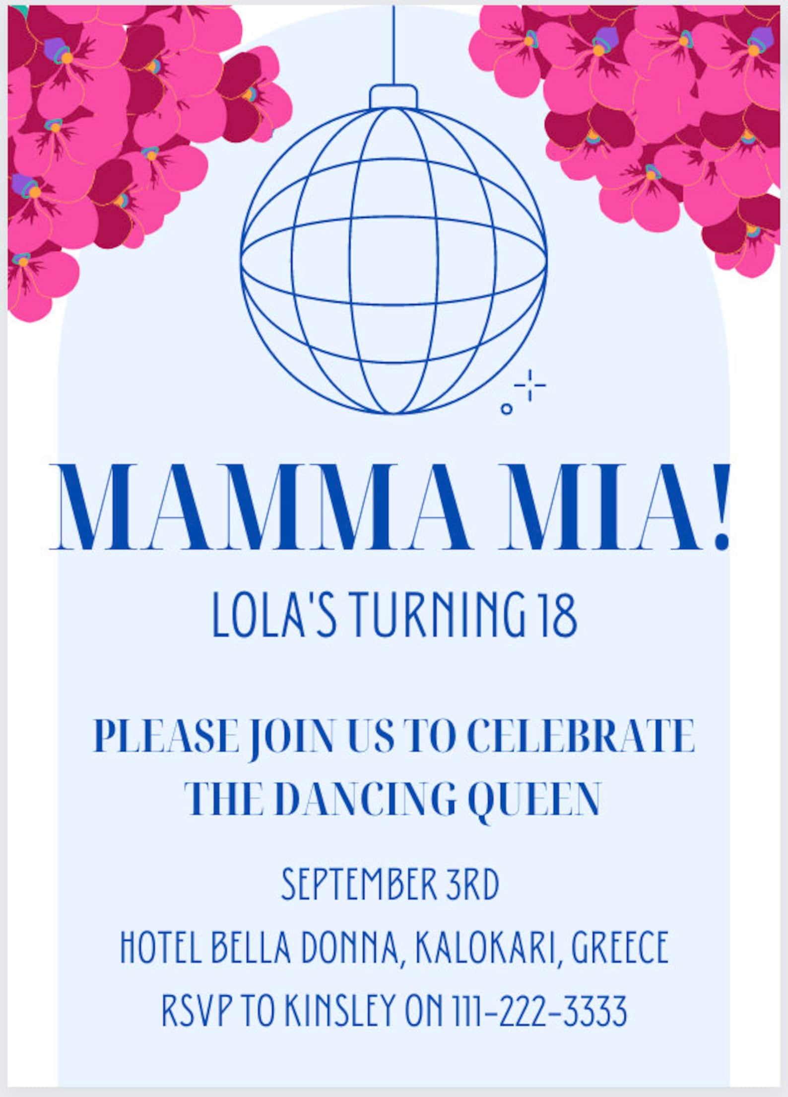 Mamma Mia Birthday Invitation | Birthday Invitation | Mamma Mia Themed ...