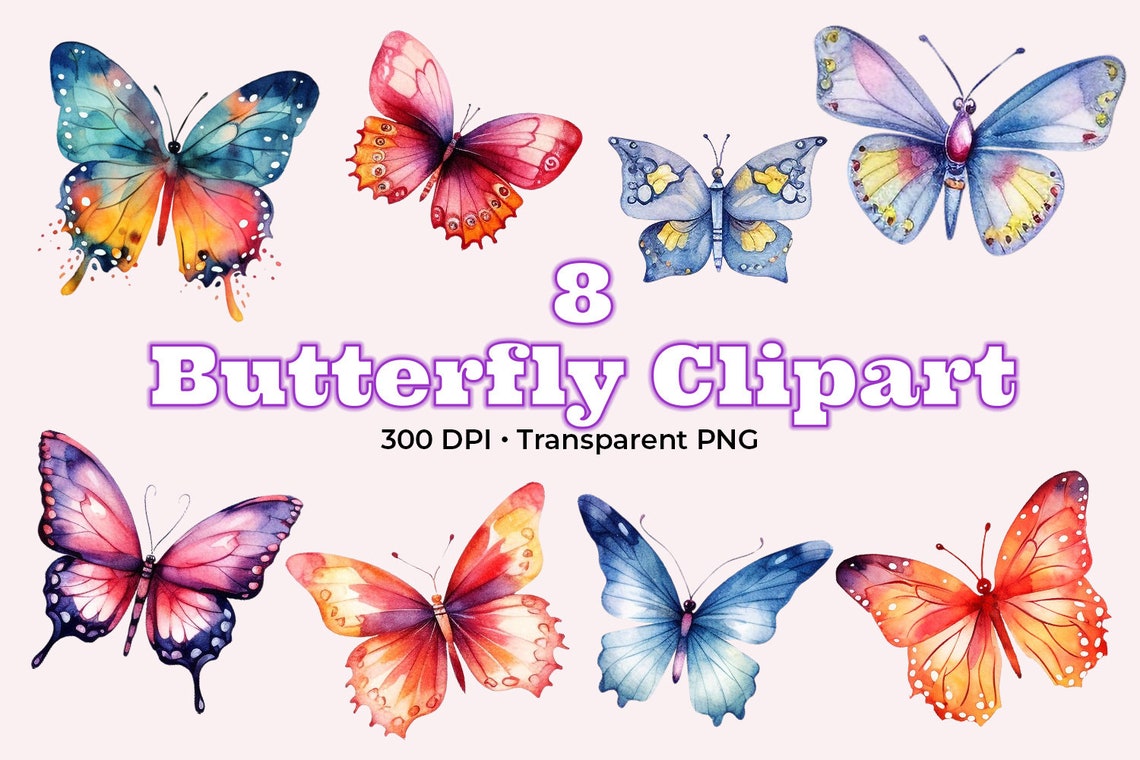 Butterfly Clipart Bundle, Butterfly Sublimation PNG - Etsy