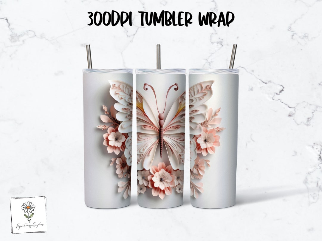 3D Tumbler Wrap, 3D Flower Tumbler, 3D Butterfly Tumbler, Straight ...