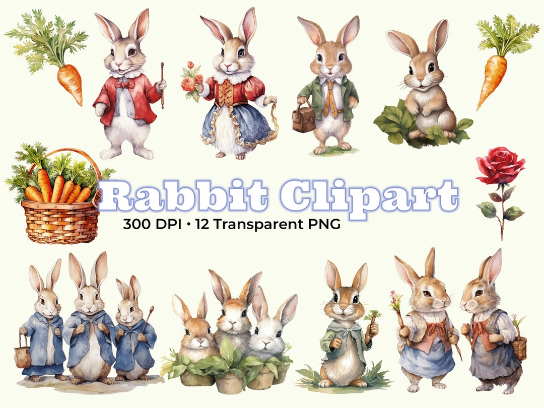 Watercolor Rabbits Clipart | Rabbits Clipart | Rabbit Clipart | PNG ...