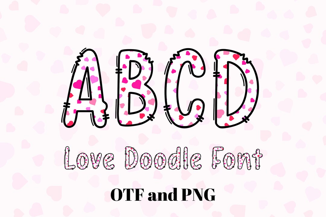 Color Valentine Love Doodle Font, Valentines Colored OTF, Valentines ...