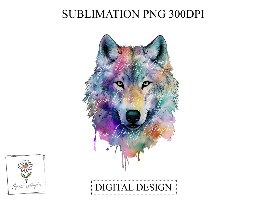 Wolf Watercolor Sublimation Design, Wolf PNG, Wolf Sticker, Wolf ...