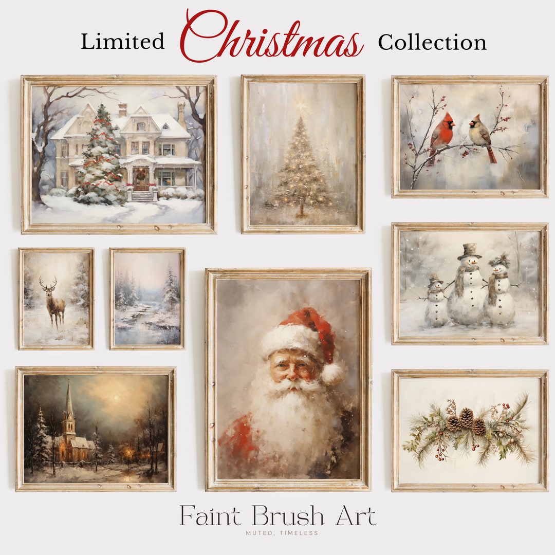 Enchanting Christmas Art Collection Cozy Winter Holiday Digital Prints ...