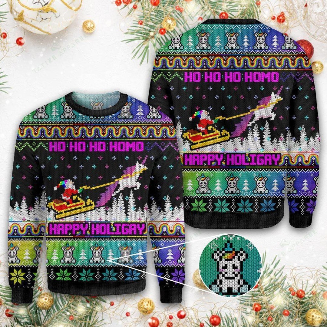 LGBT Santa Claus Rides A Horse Drawn Sleigh Ugly Christmas - Etsy