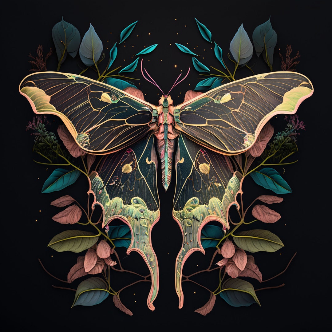 Gothic Luna Moth AI Art - Etsy