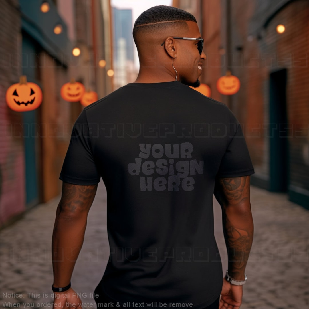 05 Black Male Back View T-shirt Mockuphalloween-themed Back - Etsy