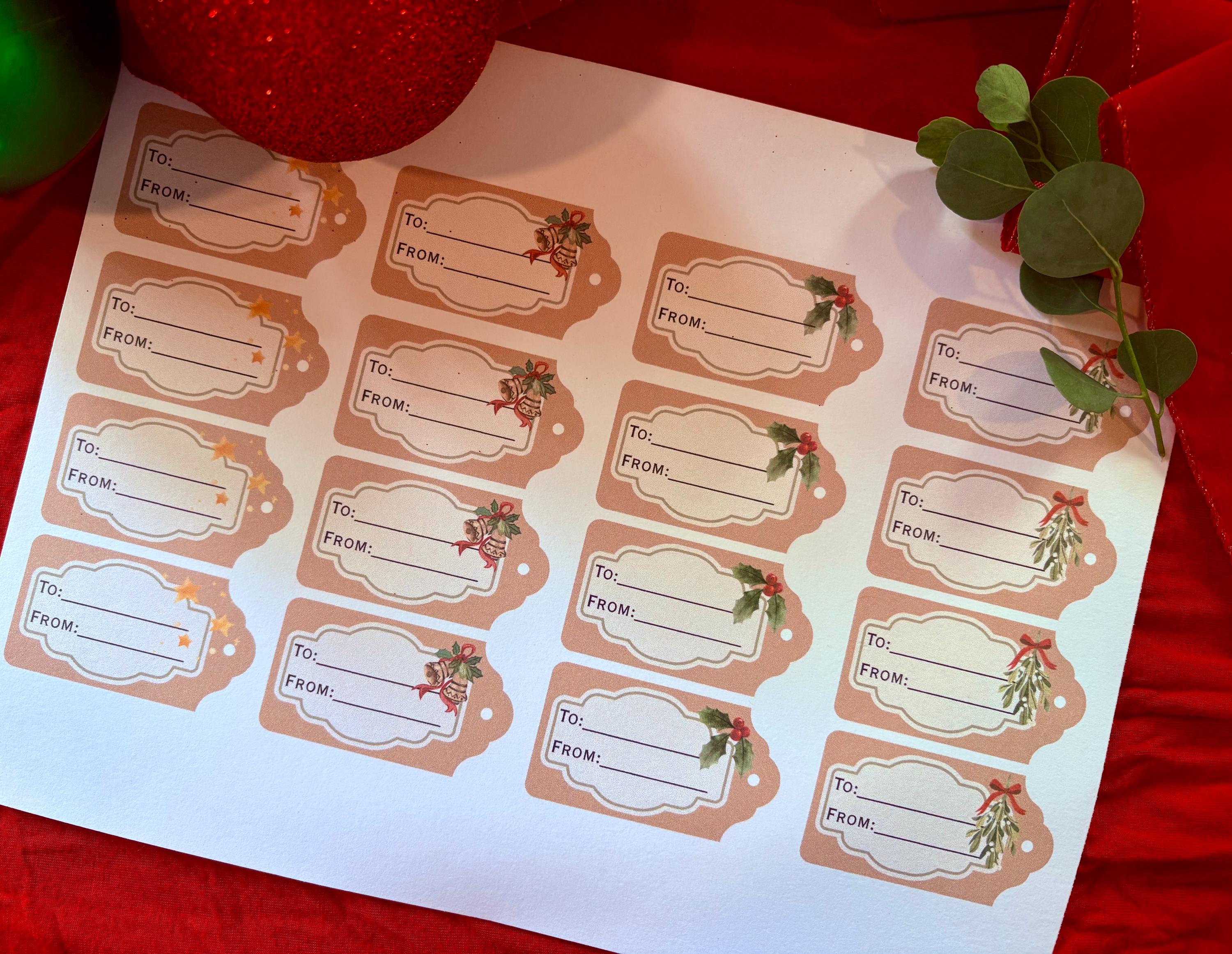 Christmas Gift Tags Printable | Stars, Holly, Mistletoe & Bells ...
